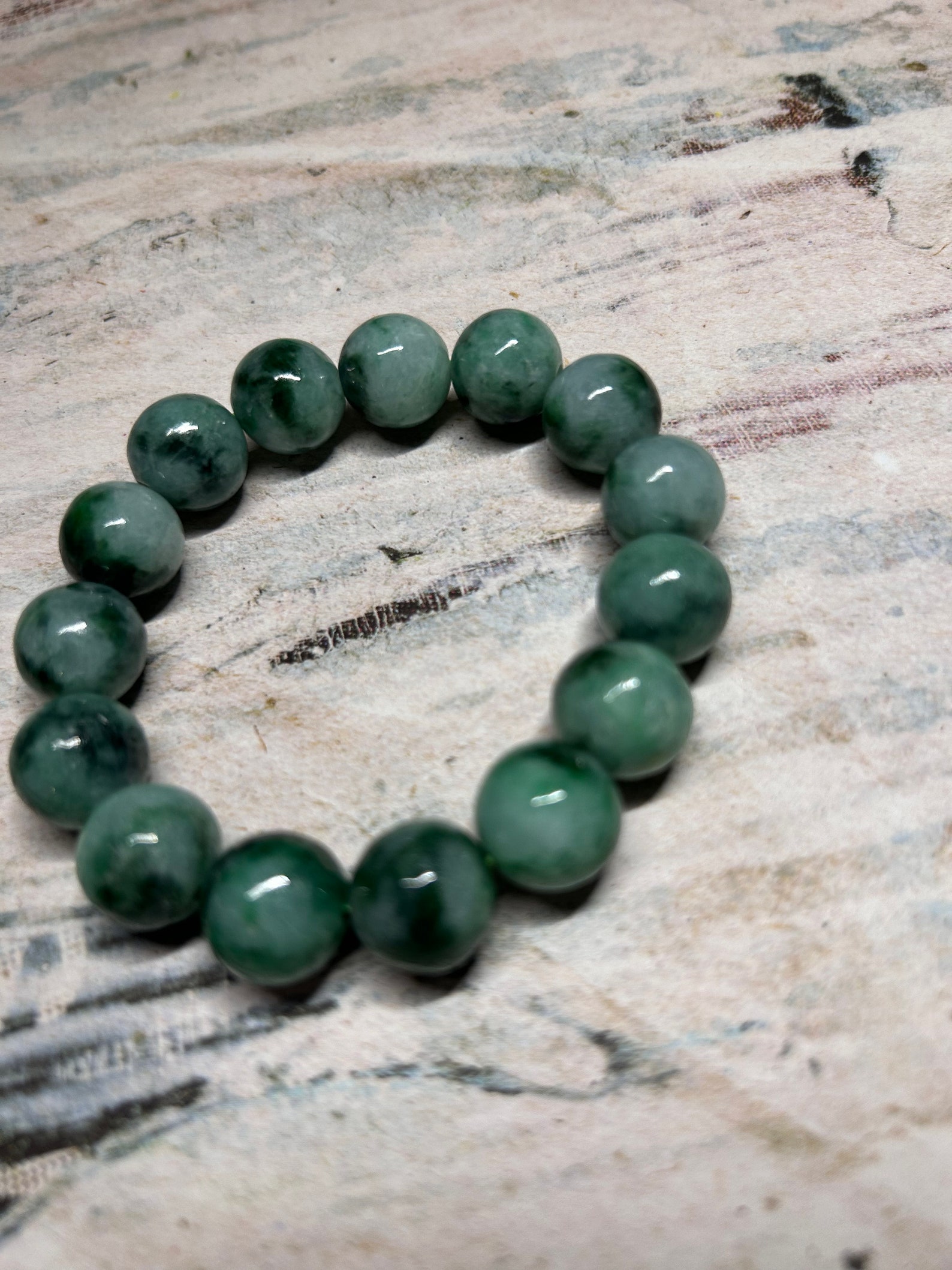 Grade A Natural Light With Dark Green Patches Burma Jadeite Beads ...