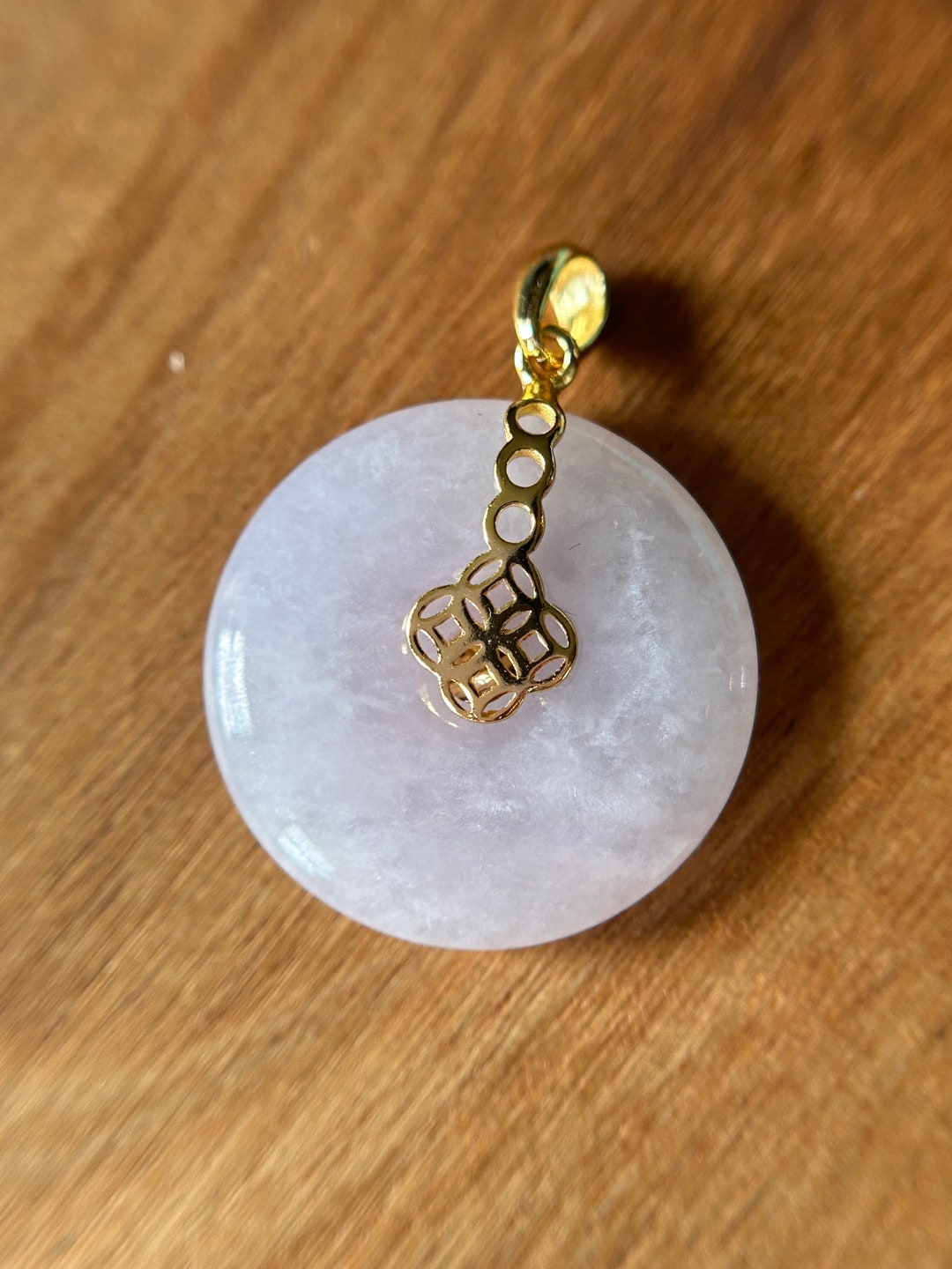 Grade A Natural Lavender Jadeite Pi Disc ( Peng on Kou, Donut) Pendant ...