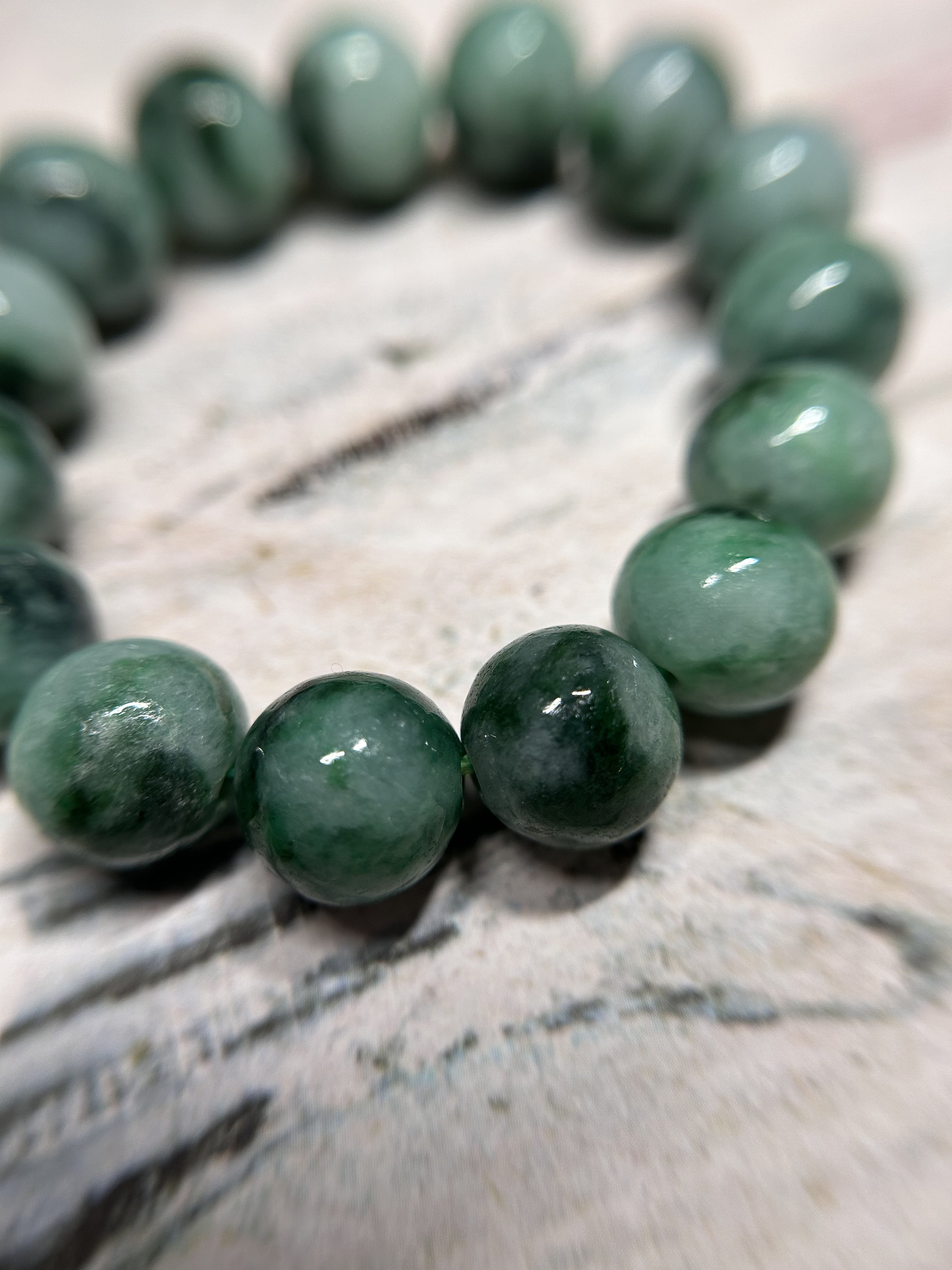 Grade A Natural Light With Dark Green Patches Burma Jadeite Beads ...