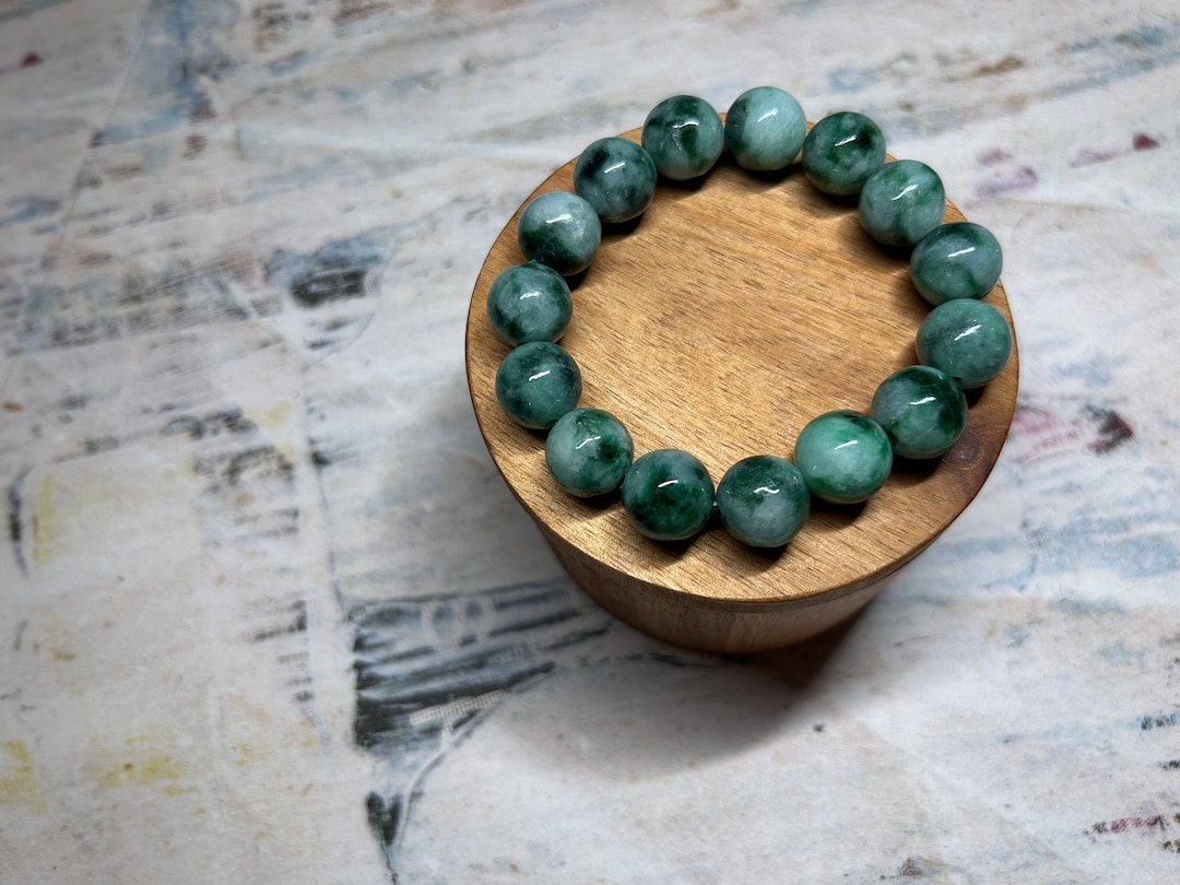 Grade A Natural Light With Dark Green Patches Burma Jadeite Beads ...