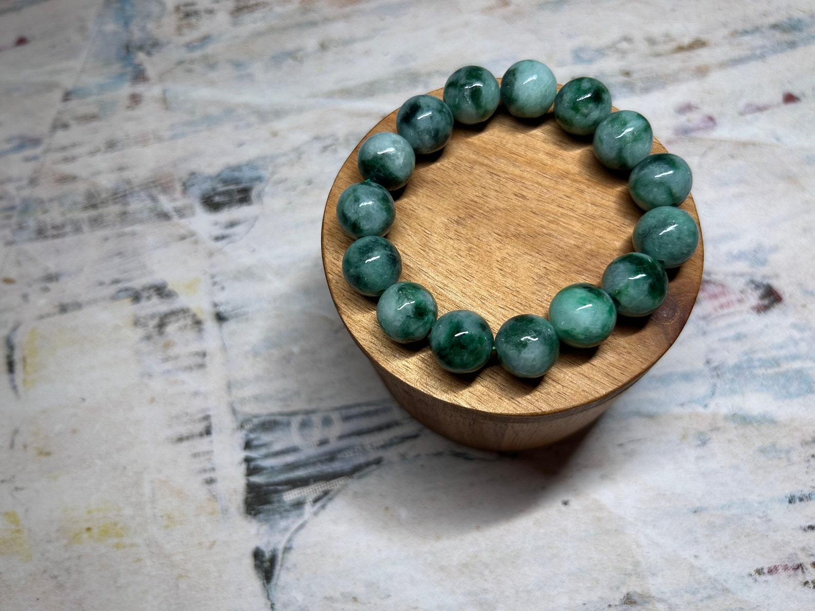 Grade A Natural Light With Dark Green Patches Burma Jadeite Beads ...