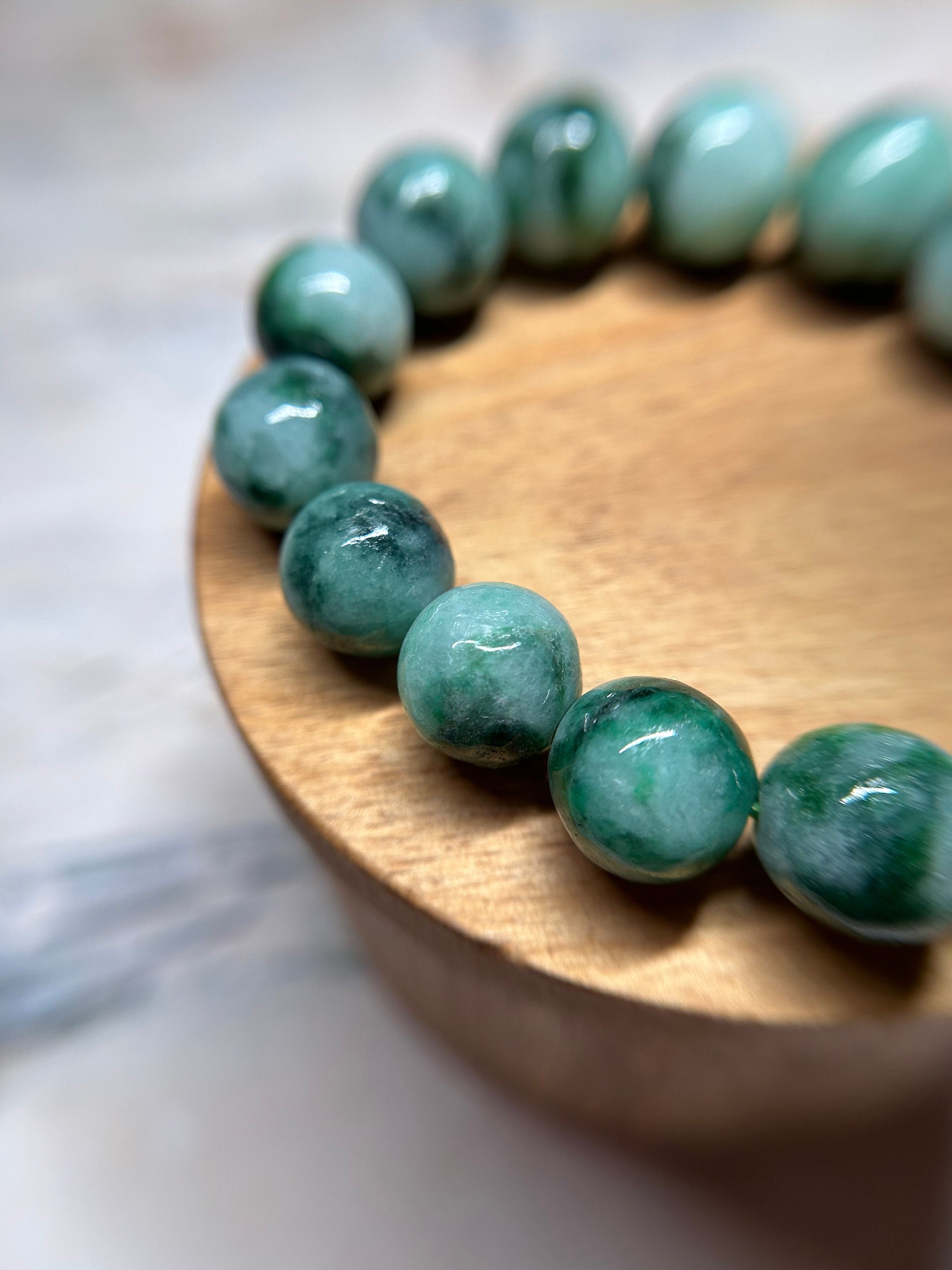 Grade A Natural Light With Dark Green Patches Burma Jadeite Beads ...