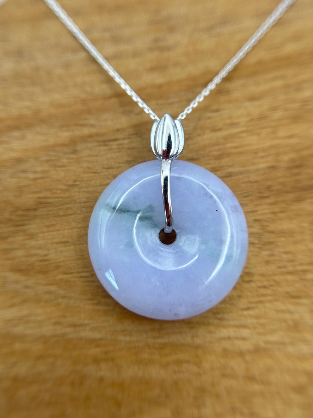 Grade A Natural Lavender Jadeite Pi Disc ( Peng on Kou, Donut) Pendant ...