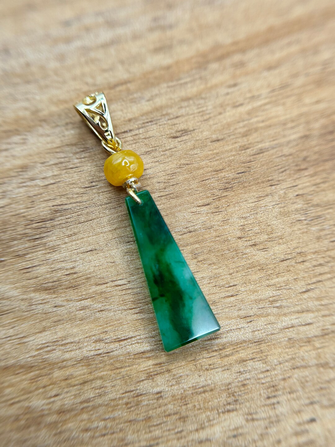 Grade A Natural Icy Green Trapezoid Gold Plated Sterling Silver Bails ...