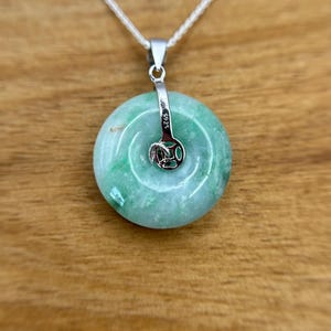 Grade A Natural Green Jadeite Pi Disc Pendant Silver Necklace - Etsy