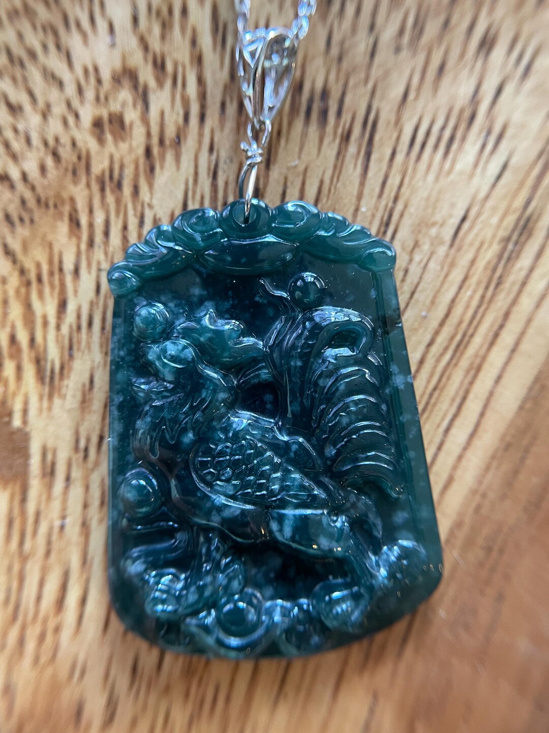 Grade A Jadeite Zodiac (rooster) Pendant With Sterling Silver Necklace ...