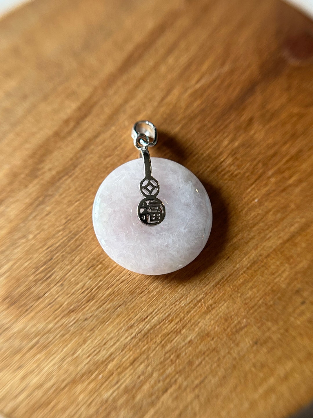 Grade A Natural Lavender Jadeite Pi Disc ( Peng on Kou, Donut) Pendant ...