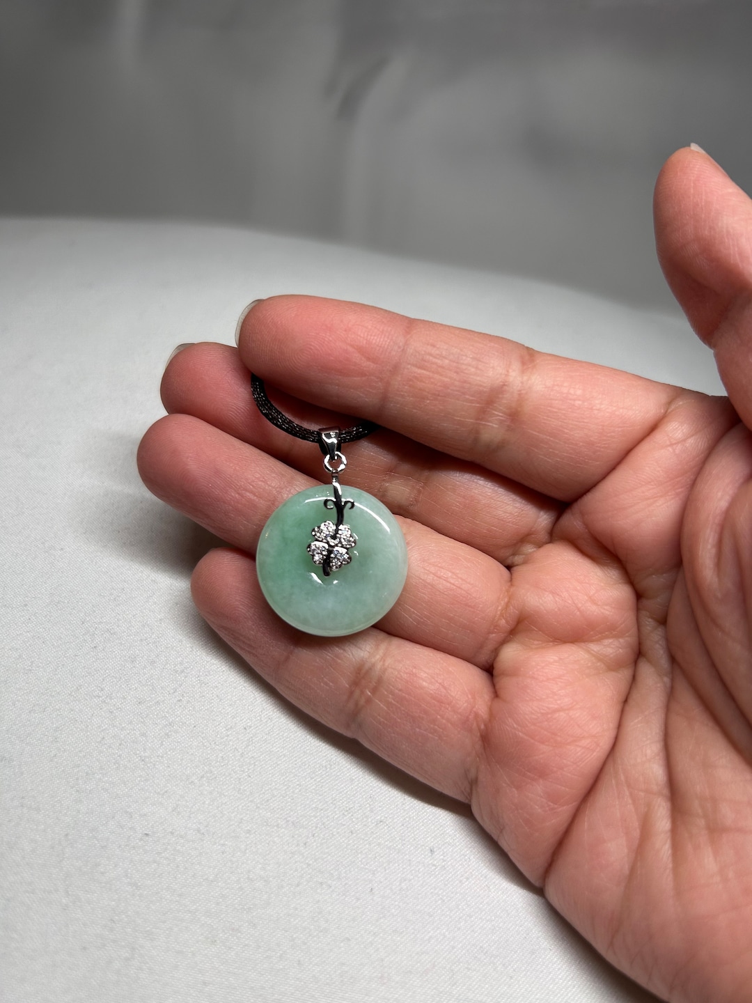 Grade A Natural Green Jadeite Pi Disc(pen on Kou, Donut) Pendant With ...