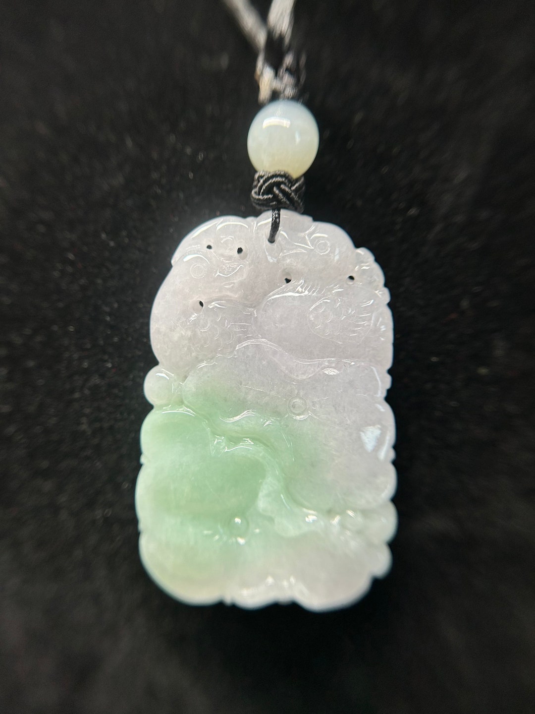 Natural Grade A Burmese Jadeite Light Green and White Jadeite Flower ...