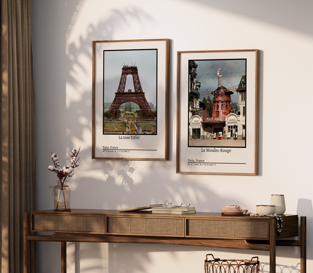 Set of 2 Poster Locations Wall Art Paris Historical Images France ...
