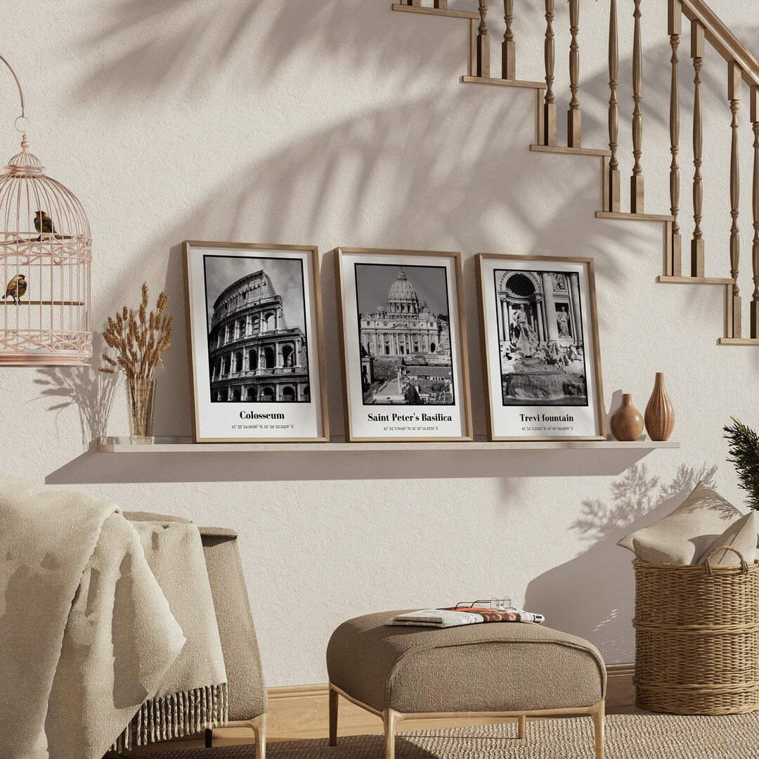 Set of 3 Poster Location Wall Art Rome Print Capital Italy City Wall ...