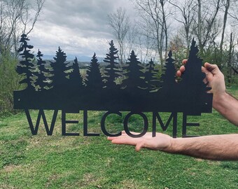 Metal Welcome Sign Tree Metal Welcome Sign for Outside - Etsy