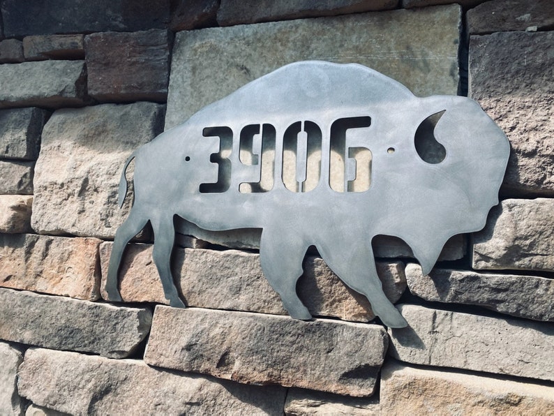 Buffalo House Number Sign Buffalo Address Sign Metal Buffalo - Etsy
