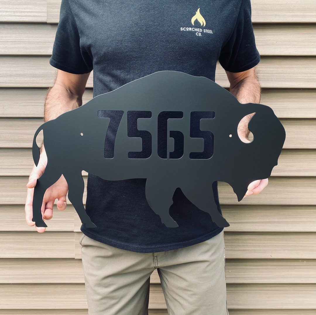 Buffalo House Number Sign, Buffalo Address Sign, Metal Buffalo Sign ...