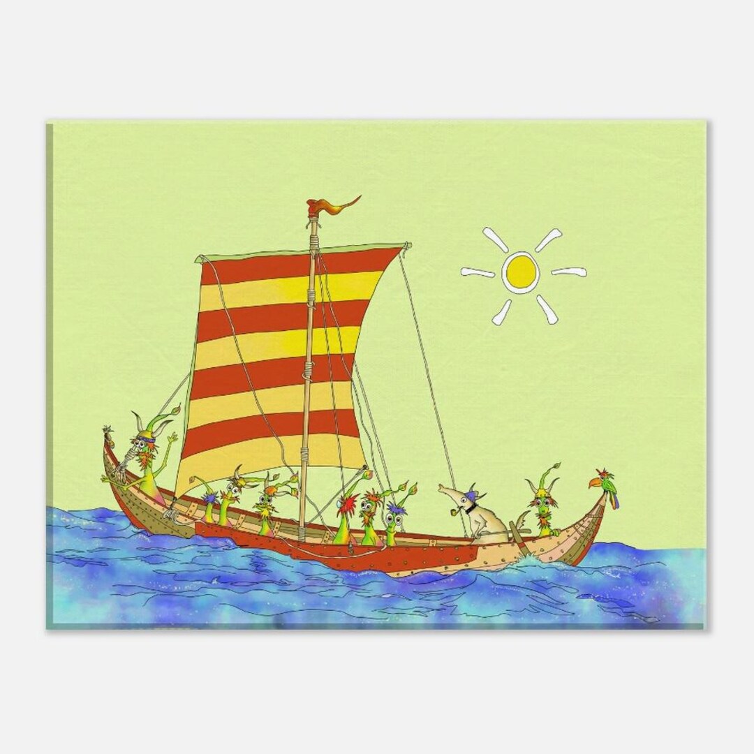 Angry Bulbs Viking Sailing Adventure Canvas Print 27 X 35cm - Etsy