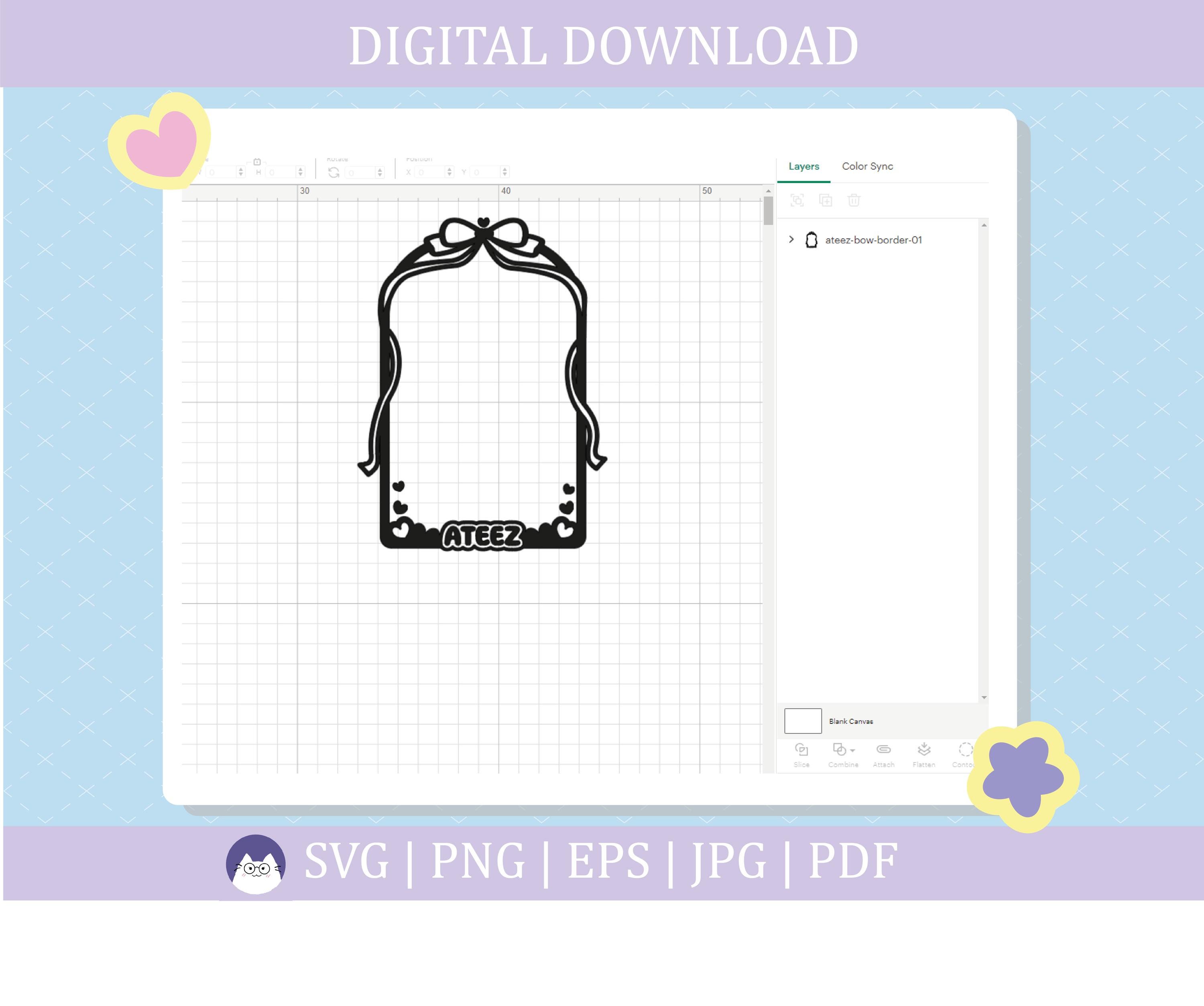 Ateez Photocard Bow Border | Svg, Pdf, Png, Jpg | Ateez Decals | Ateez ...