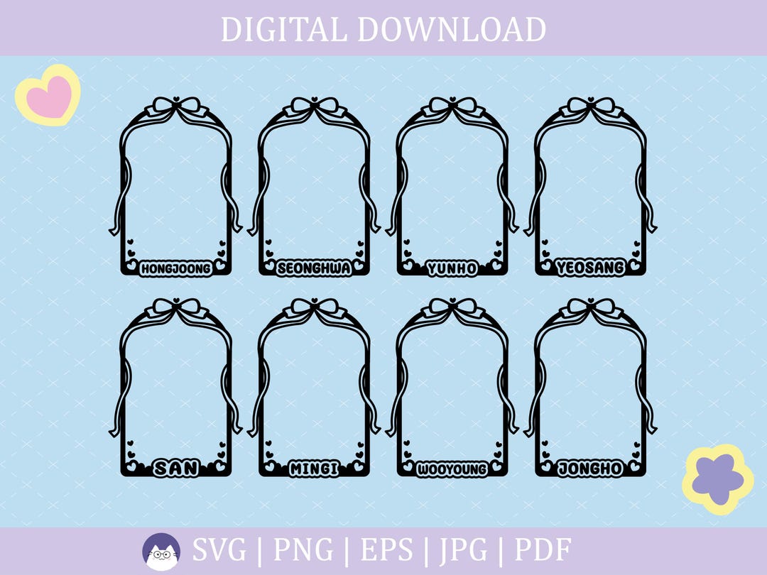 Ateez Bow Photocard Borders | Svg, Pdf, Png, Jpg | Ateez Decals | Ateez ...