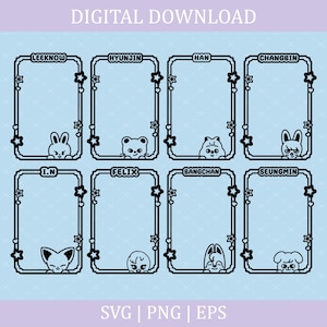 Stray Kids Skzoo Photocard Borders | Svg, Png, Eps | Stray Kids Decals ...