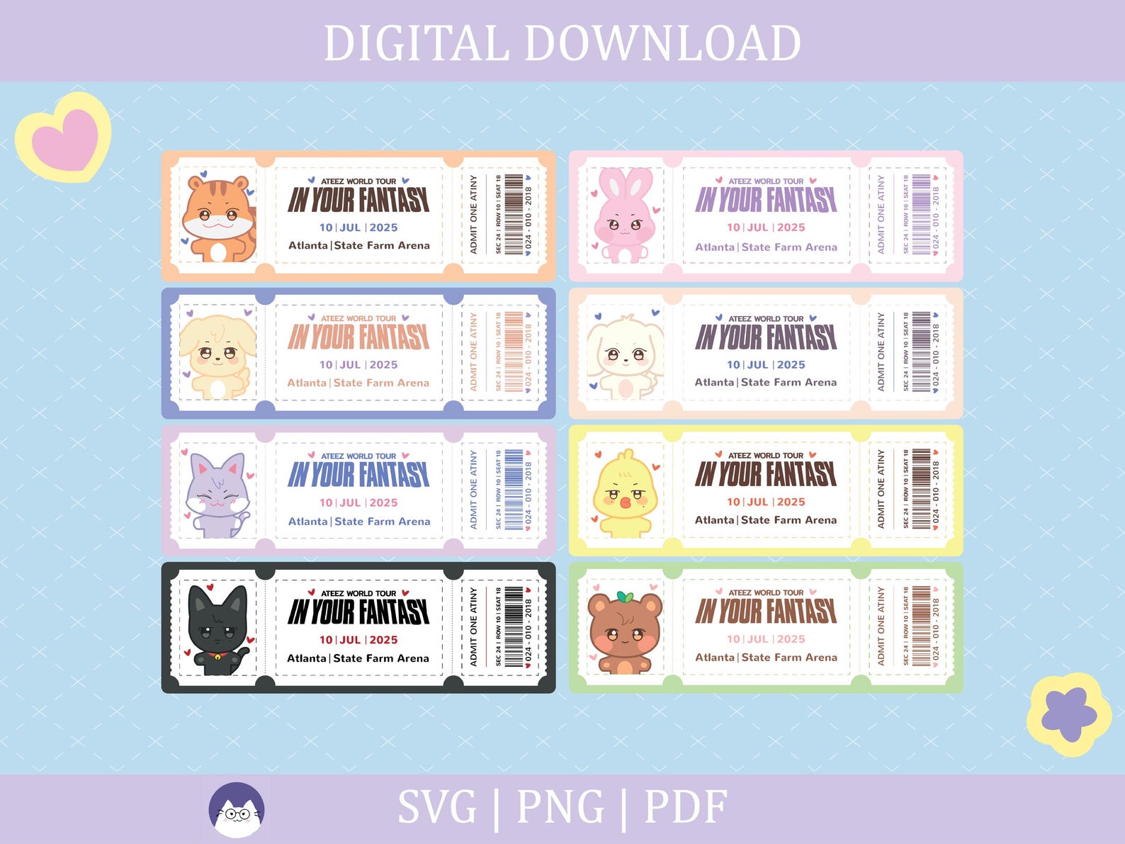 Ateez Aniteez Printable Fanmade Concert Tickets North America Tour 2025 ...