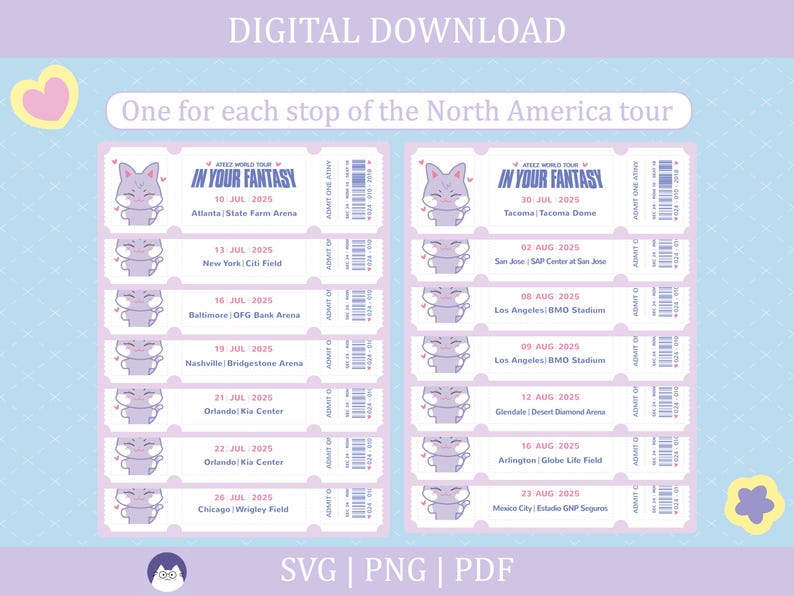 Ateez Aniteez Printable Fanmade Concert Tickets North America Tour 2025 ...