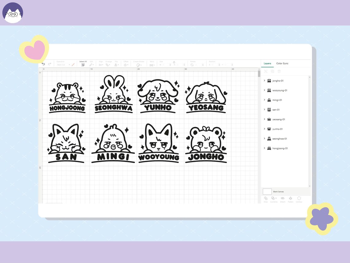 Ateez Aniteez Names | Svg, Pdf, Png, Jpg, Eps | Ateez Decals | Stickers ...