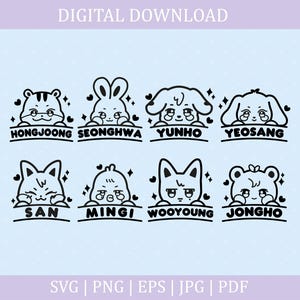 Ateez Aniteez Names | Svg, Pdf, Png, Jpg, Eps | Ateez Decals | Stickers ...