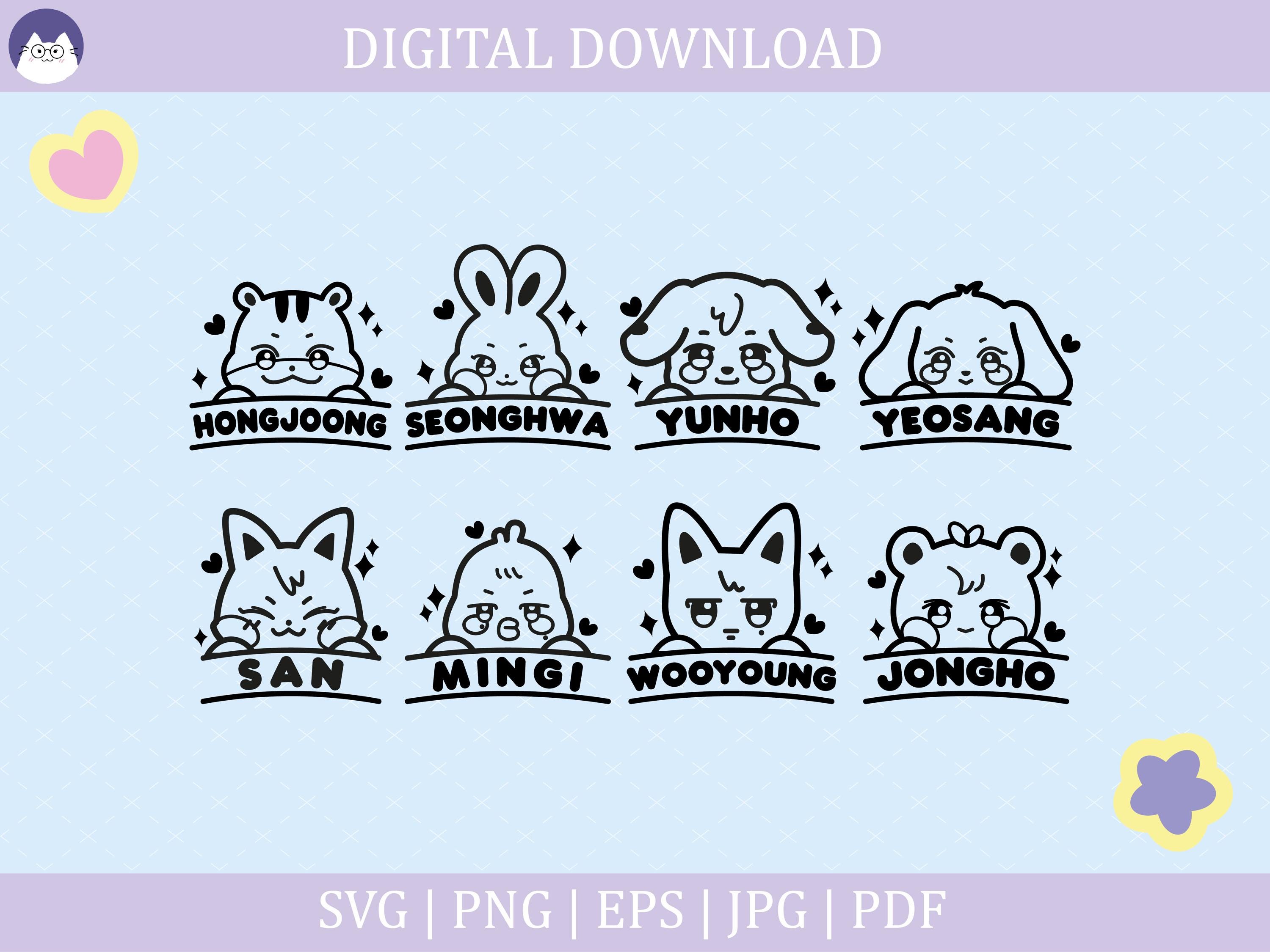 Ateez Aniteez Names | Svg, Pdf, Png, Jpg, Eps | Ateez Decals | Stickers ...