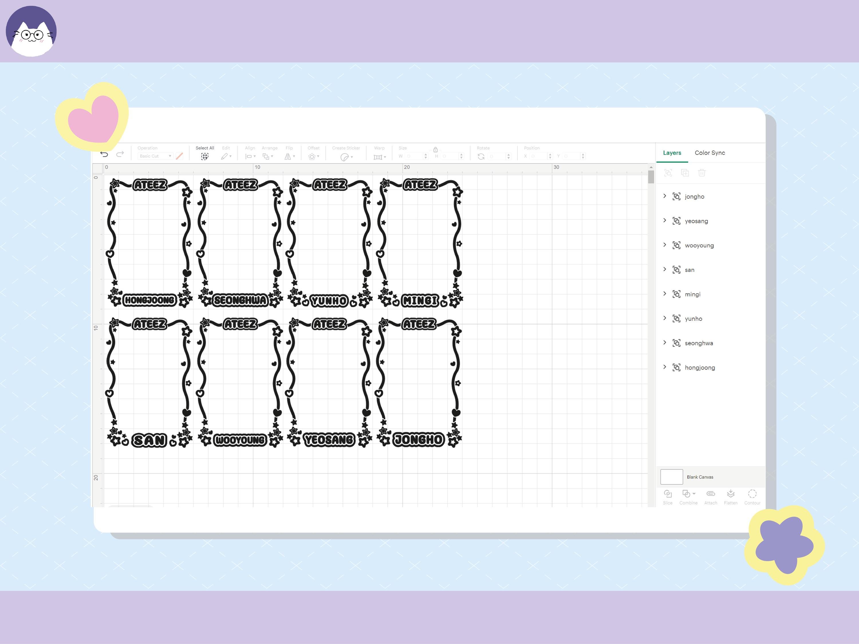 Ateez Photocard Border | Svg, Pdf, Png, Jpg | Ateez Decals | Ateez ...