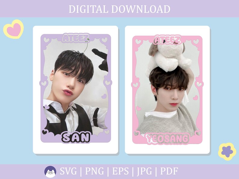 Ateez Hearts Photocard Borders | Svg, Pdf, Png, Jpg | Ateez Decals ...