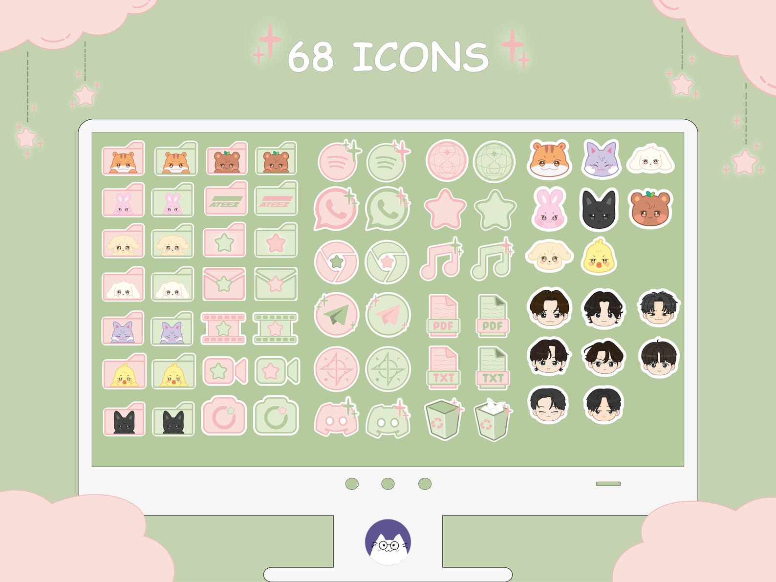 Aniteez Desktop Theme Organizer Set Green | Windows and Mac ...