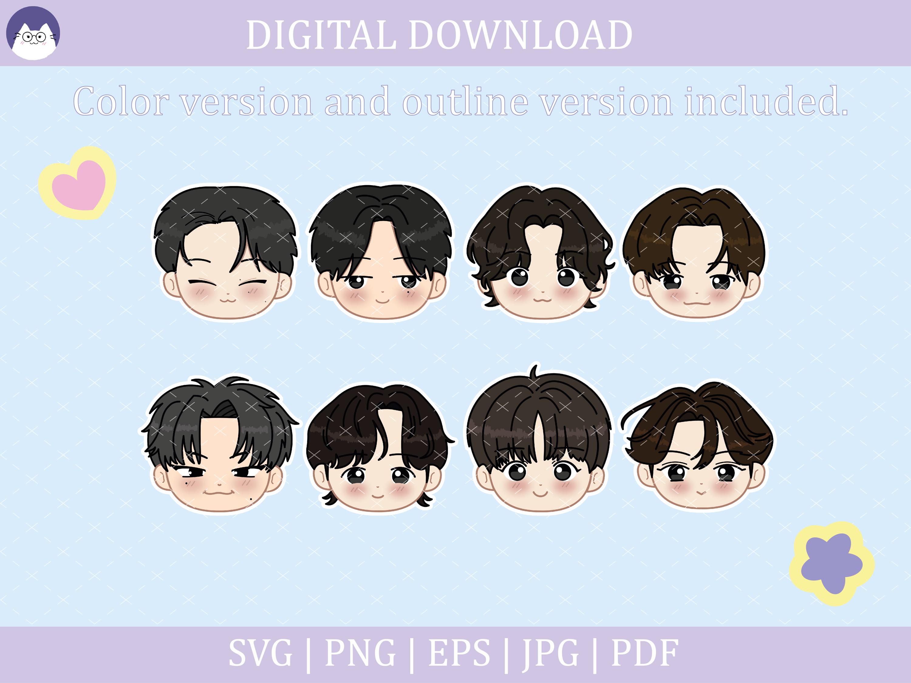 Ateez Heads | Svg, Pdf, Png, Jpg, Eps | Ateez Decals | Ateez Stickers ...