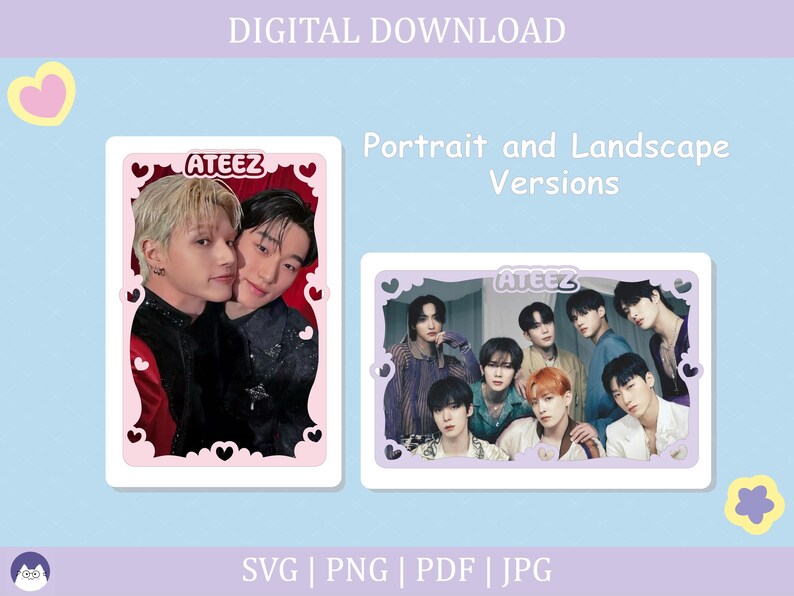 Ateez Portrait and Landscape Photocard Borders | Svg, Pdf, Png, Jpg ...