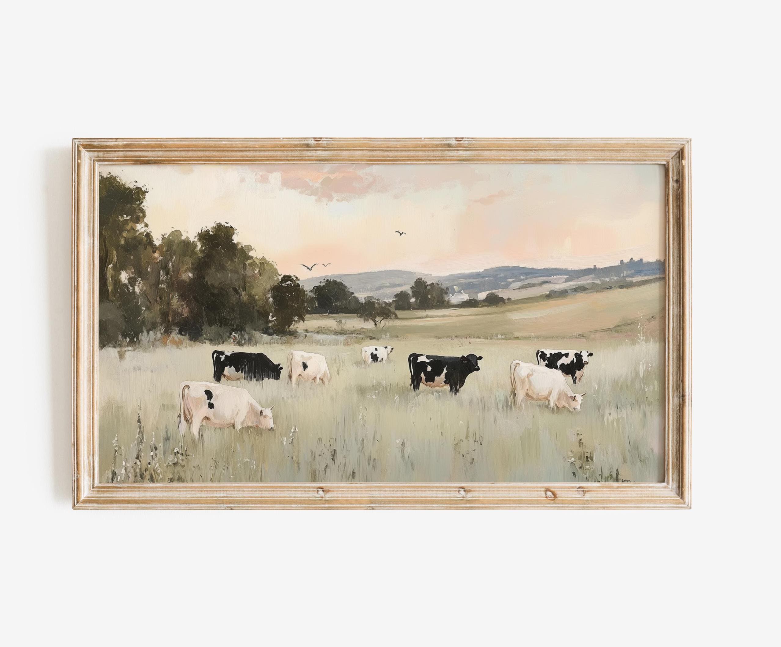 Grazing Cows in Pasture TV Frame Art Digital Download Countryside Farm ...