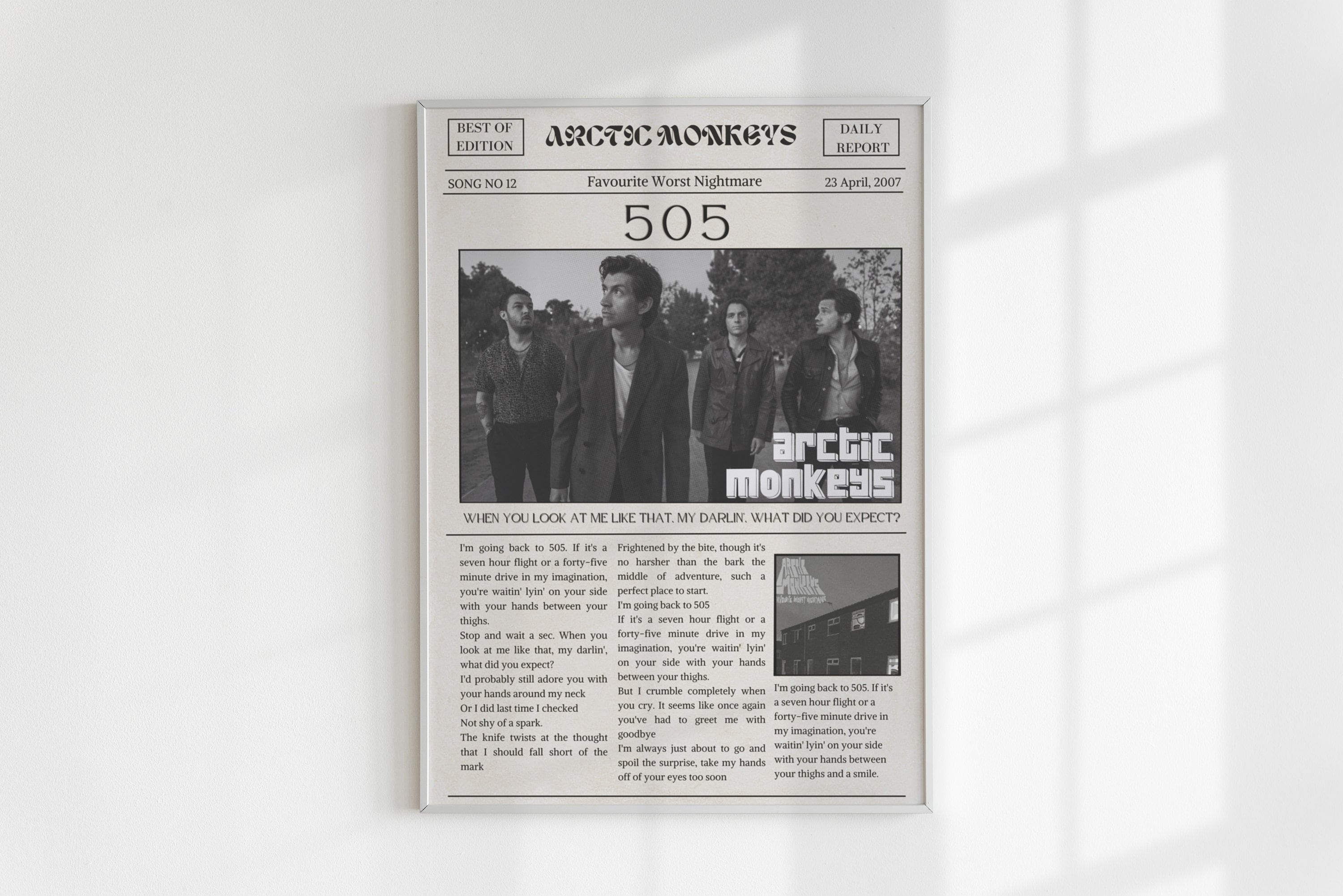 Arctic Monkeys Newspaper Poster 505. Arctic Monkeys Favourite Worst ...