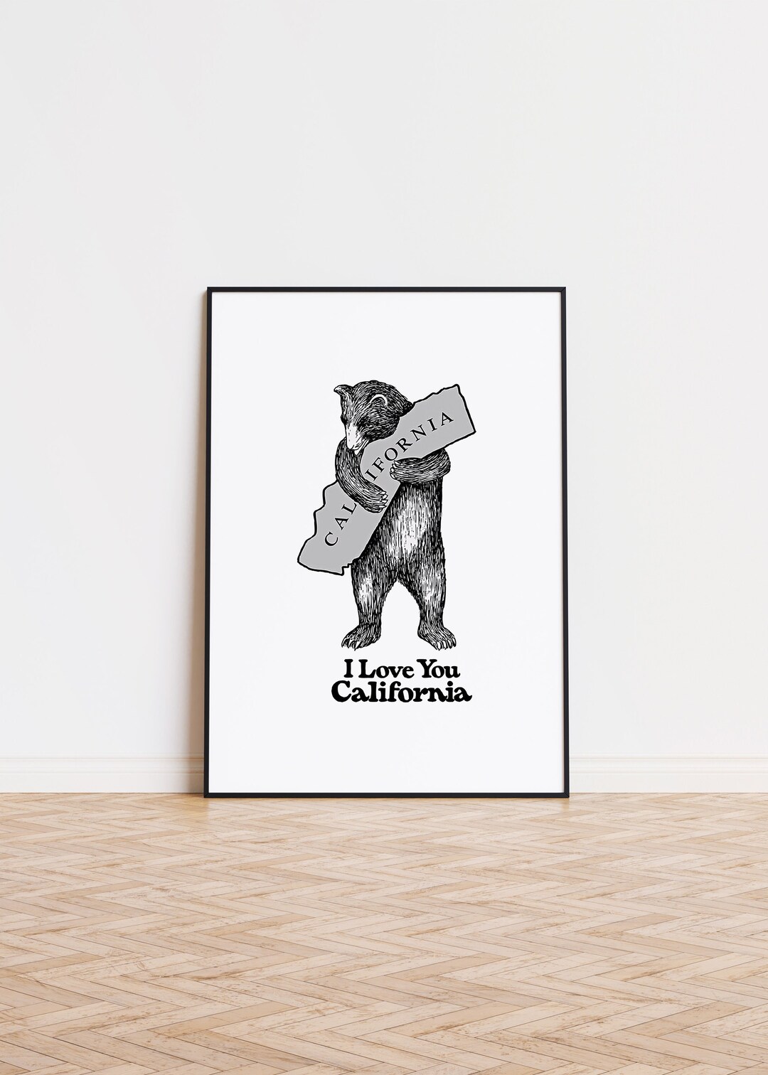 California Bear Hug Print, California Bear Illustration, Poster ...
