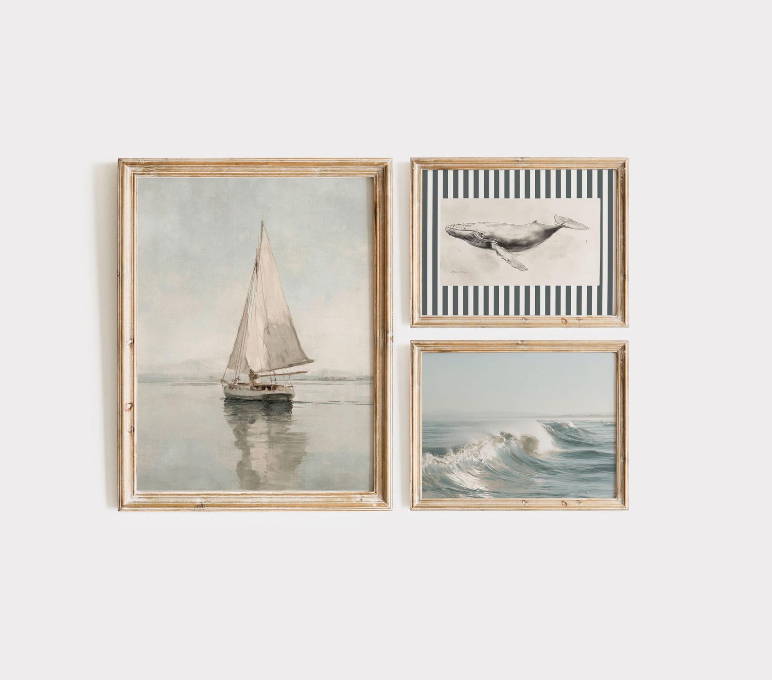 Vintage Coastal Wall Art Set of 5 Nautical Gallery Wall Prints | Ocean ...