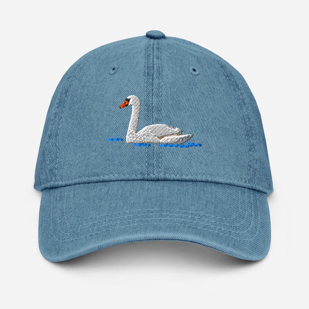 Denim Swan Baseball Hat: Adjustable Cotton Cap - Etsy