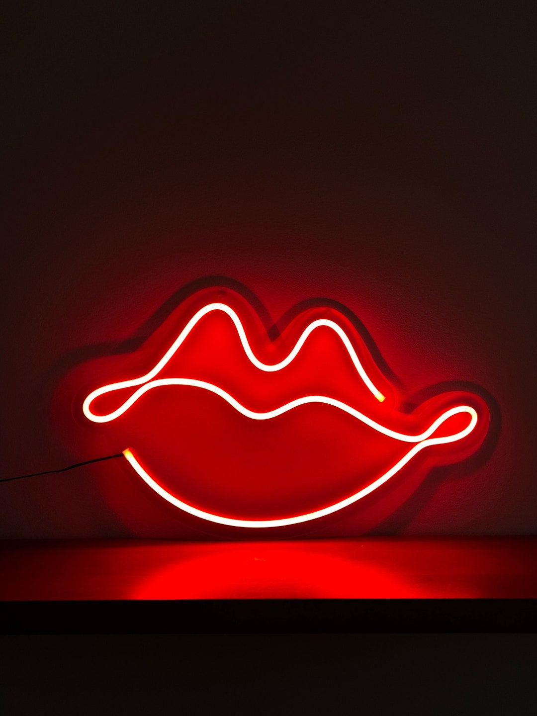Neon LED Lips Sign THE KISS Handmade Neon Lights Sign for Home Decor - Etsy