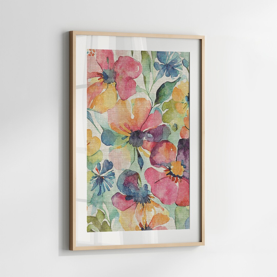 Colorful Flower Wall Art. Flowering Floral Print. Wildflower Pink ...