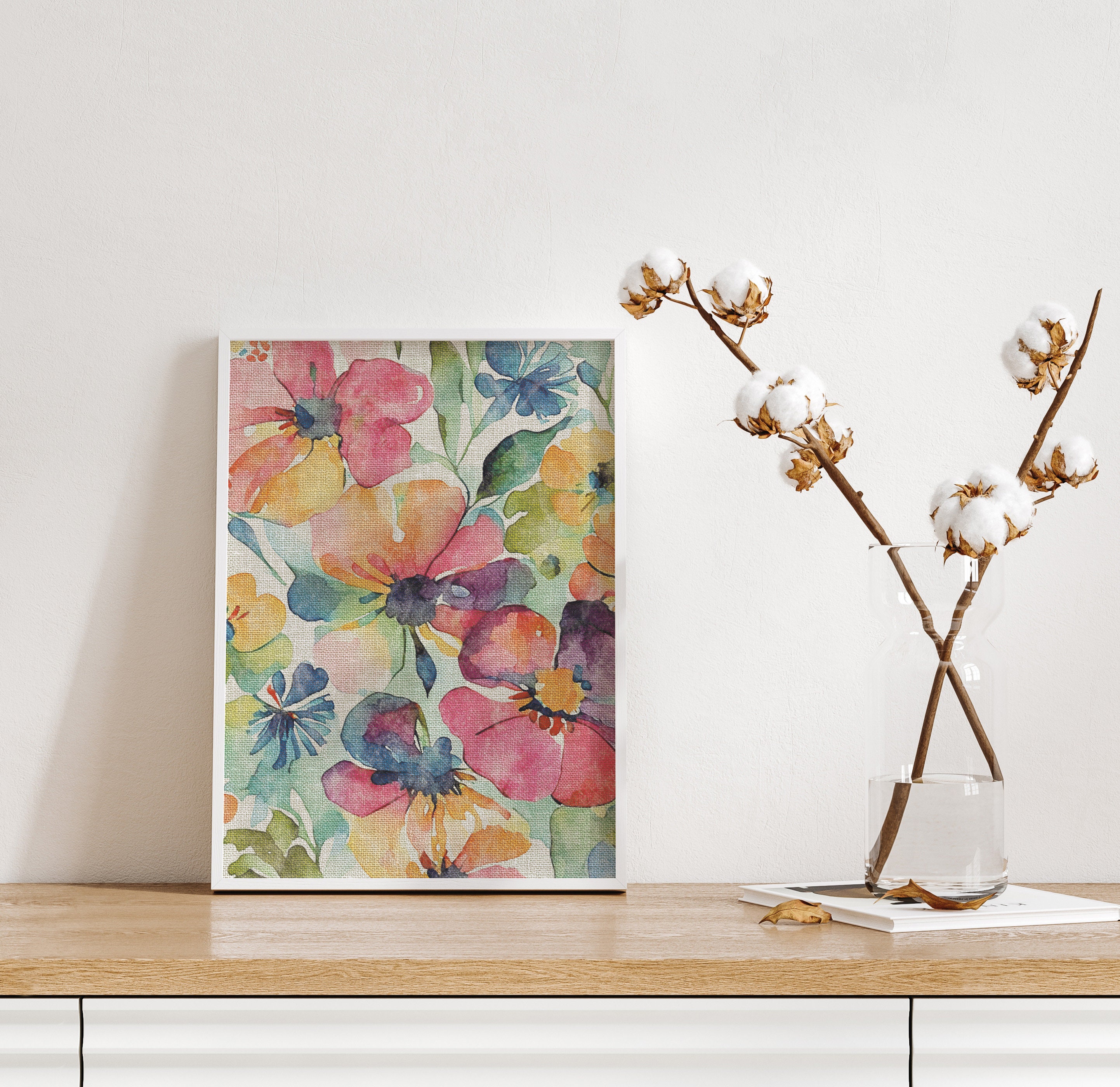 Colorful Flower Wall Art. Flowering Floral Print. Wildflower Pink ...