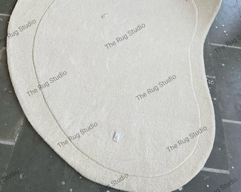 Hand Tufted Solid Ivory Country Oriental Wool Rug Hand Tufted Designer ...