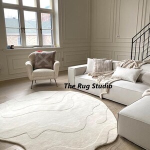Modern Wavy Hand Tufted Abstract Solid Color Handmade Woolen Tufted ...