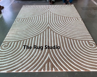 Modern Hand Loom Rainbow Grey Shaded Carpet 100% Woolen Rug for Hall ...