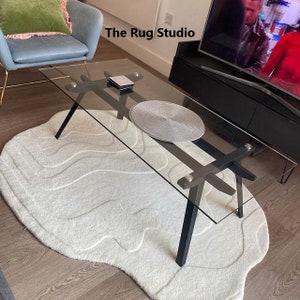 Modern Wavy Hand Tufted Abstract Solid Color Handmade Woolen Tufted ...