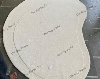 Hand Tufted Solid Ivory Country Oriental Wool Rug Hand Tufted Designer ...