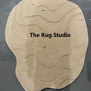 Modern Wavy Hand Tufted Abstract Solid Color Handmade Woolen Tufted ...