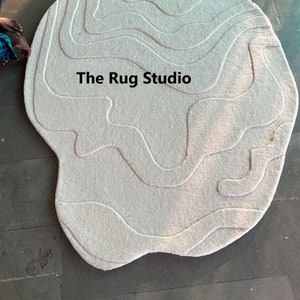 Modern Wavy Hand Tufted Abstract Solid Color Handmade Woolen Tufted ...