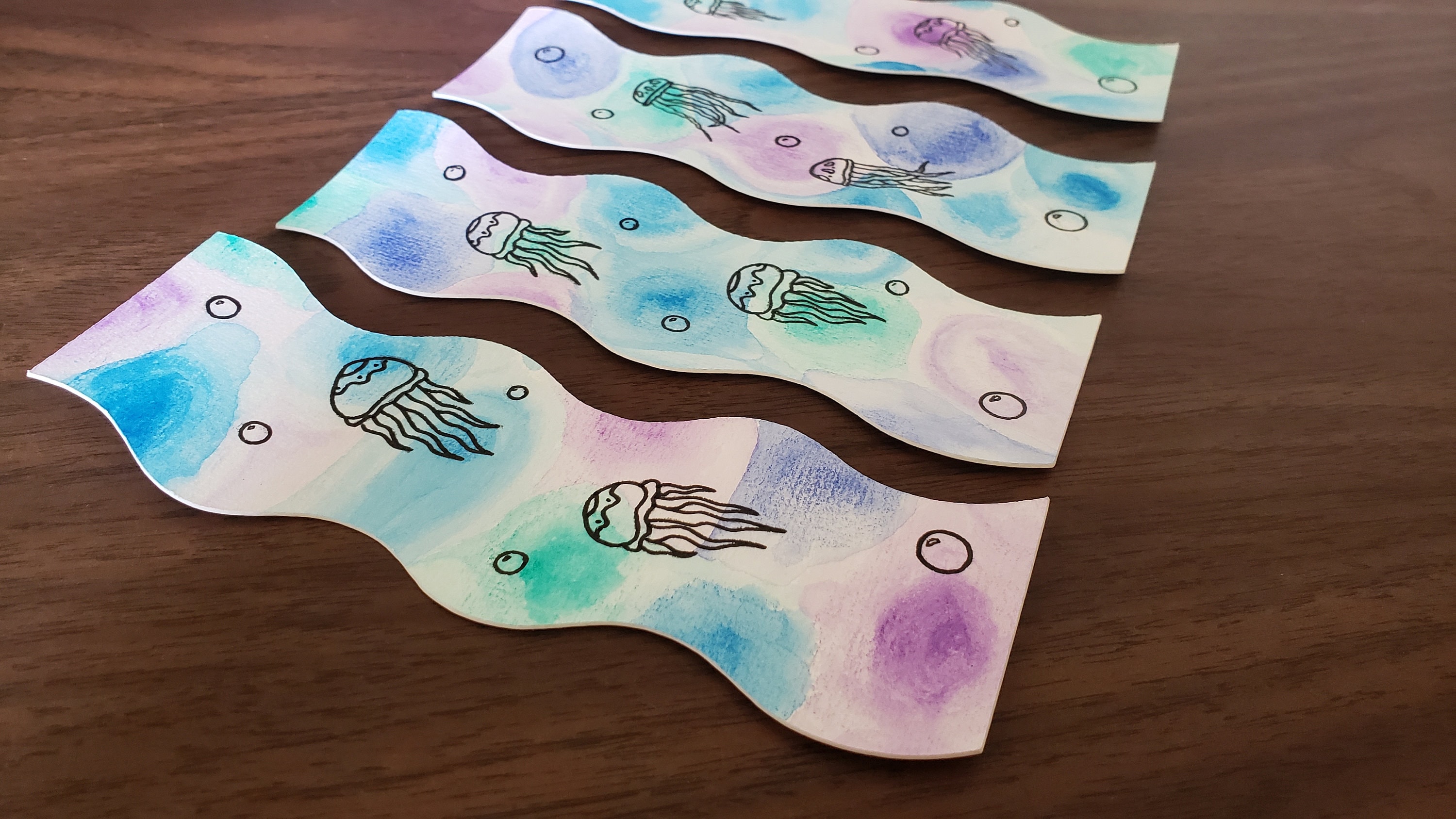 Handmade Watercolor Jellyfish Bookmark | Ocean Theme Gift - Etsy