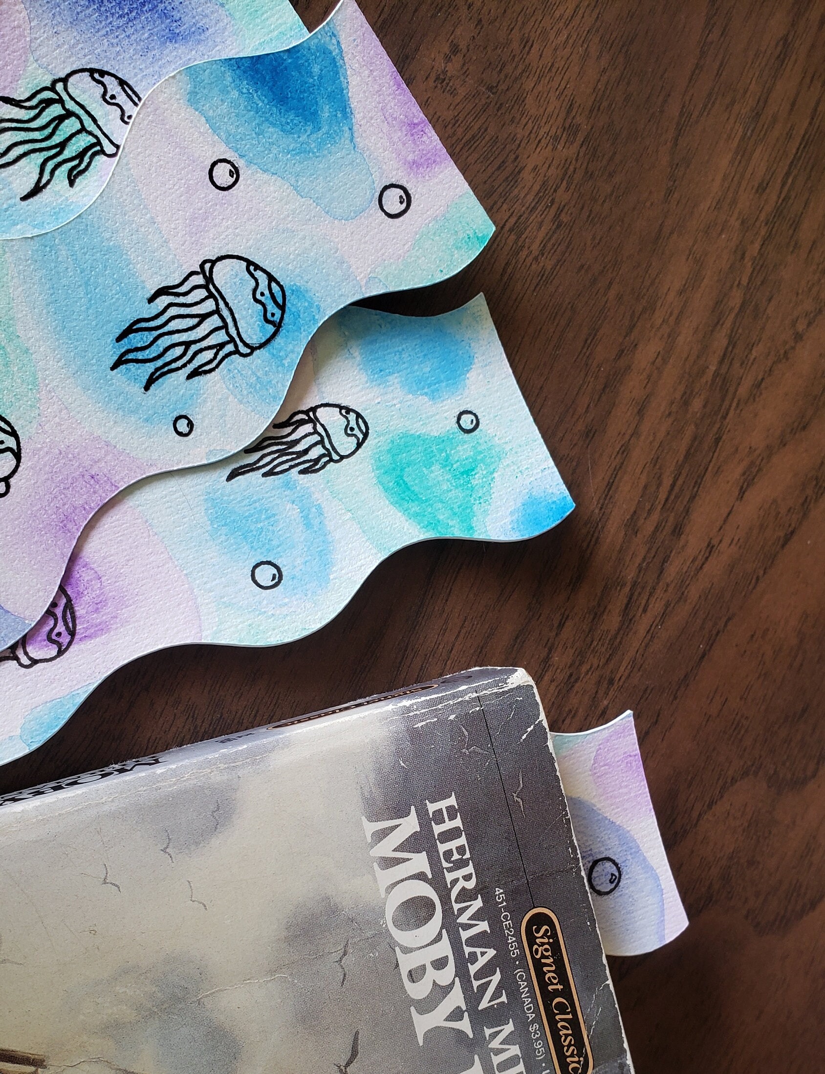 Jellyfish Ocean Wavy Bookmark, Thick and Sturdy, Gift for Bookworm ...