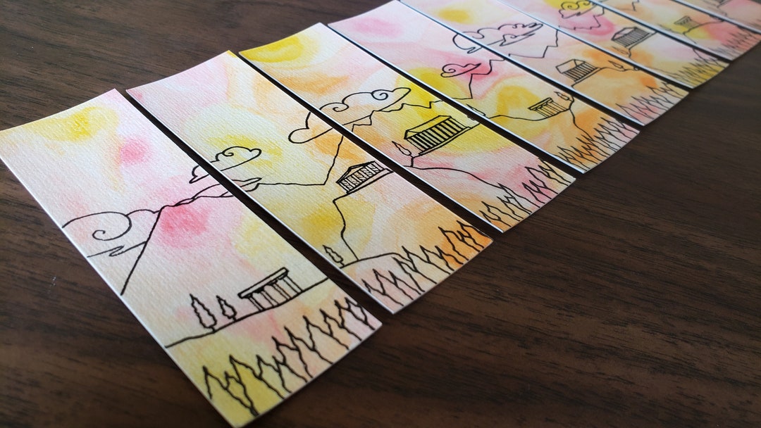 Mini Bookmarks | Ink and Watercolor Landscape Painting | Hills of ...